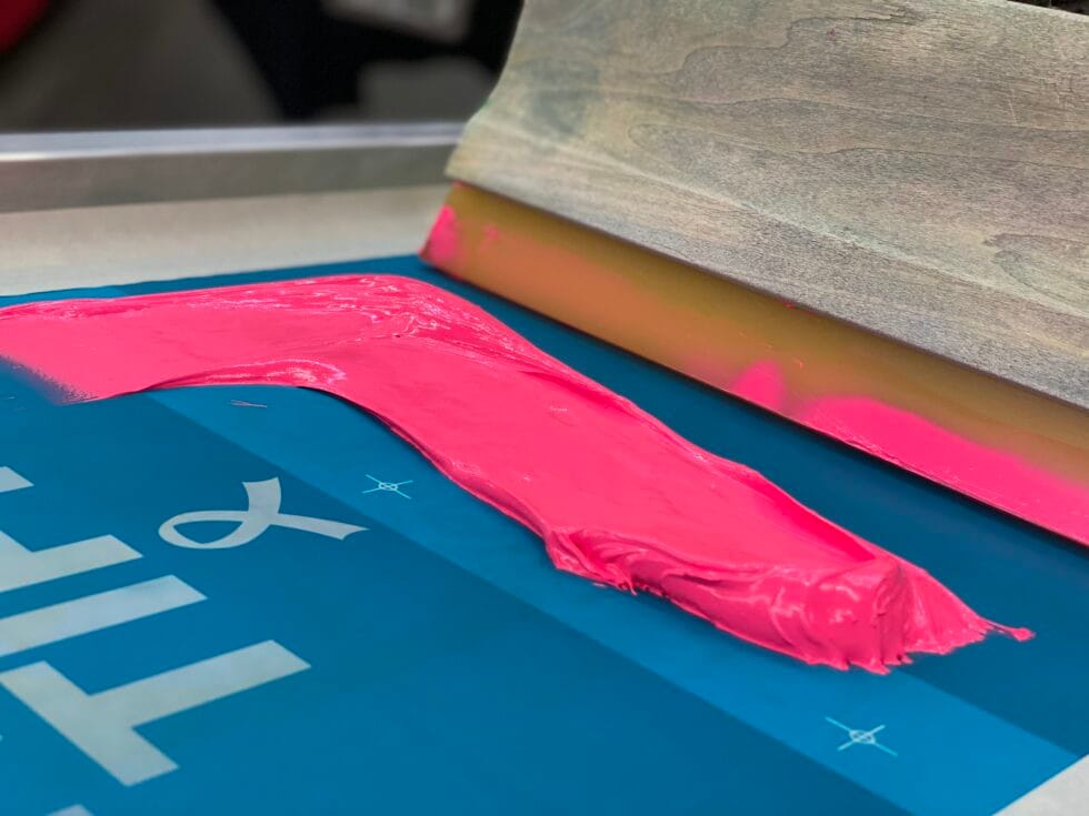 Aurora Pink Screen Printing in Action - Cutting Loose Graphics